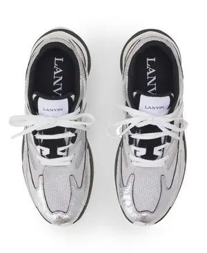 LANVIN Jla Sneakers In Crinkled Metallic Leather - Silver Metallic