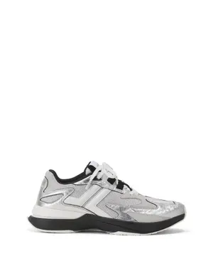 LANVIN Jla Sneakers In Crinkled Metallic Leather - Silver Metallic