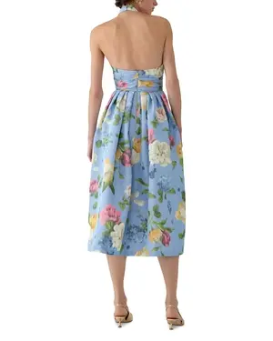 Carolina Herrera Floral Halterneck Midi Dress