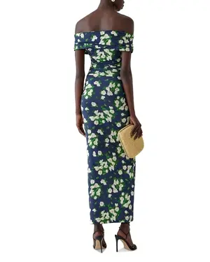 Carolina Herrera Off-the-shoulder Floral Gathered Dress - Midnight Multi