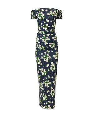 Carolina Herrera Off-the-shoulder Floral Gathered Dress - Midnight Multi