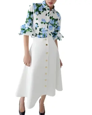 Carolina Herrera Tiered Ruffle Sleeve Blouse - White Multi