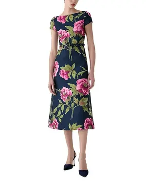 Carolina Herrera Short Sleeve A-line Dress With Floral Print