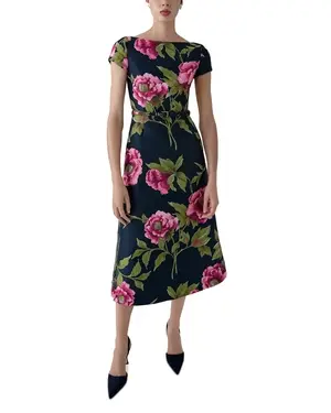Carolina Herrera Short Sleeve A-line Dress With Floral Print