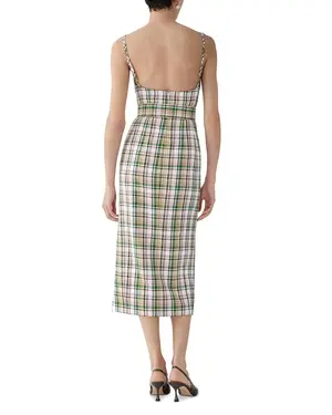 Carolina Herrera Sleeveless Plaid Midi Dress With Belt