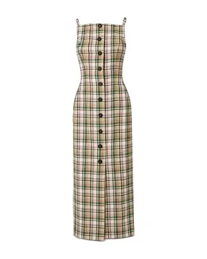 Carolina Herrera Sleeveless Plaid Midi Dress With Belt
