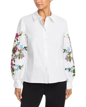 CAROLINA HERRERA Carolina Herrera Embroidered Puff Sleeve Shirt