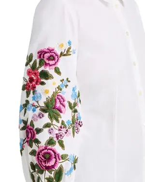 Carolina Herrera Embroidered Puff Sleeve Shirt