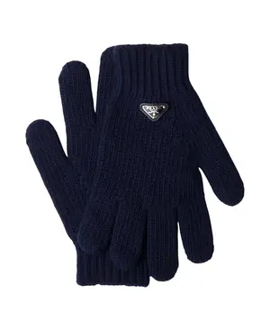 Prada Prada Wool And Cashmere Gloves Medium Blue