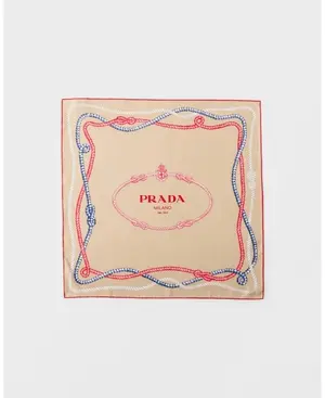Prada Printed Silk Twill Scarf, 55 X 55 Cm - Brown