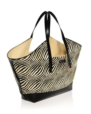 Marni Striped Woven Tote Bag - Black