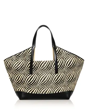 Marni Striped Woven Tote Bag - Black