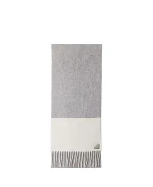 Prada Symbole Double Wool And Cashmere Scarf - Blue
