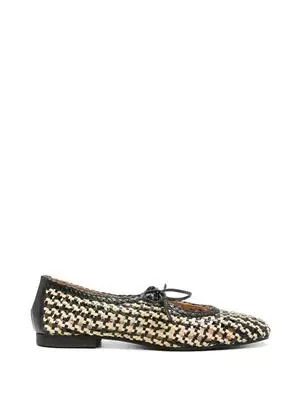 GIOSEPPO Woven Design Ballet Flats With Bow Detailing - Black