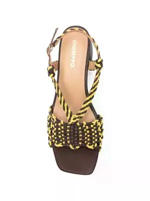 GIOSEPPO Woven Leather Block Heel Sandals