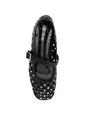 EXÈ Stud-embellished Cut-out Ballet Flats