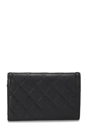 Chanel Caviar 'cc' Filigree Long Flap Wallet