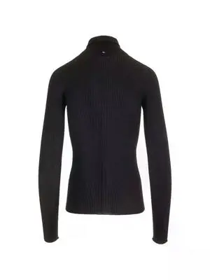 Sportmax Virgin Wool Ribbed Knit Roll Neck Sweater - Black