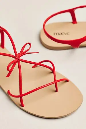 Maeve Strappy Bow Sandals - Red