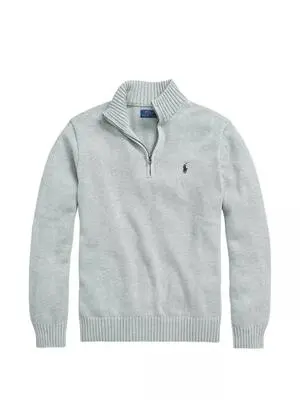 Polo Ralph Lauren Embroidered Quarter-zip Sweater - Grey