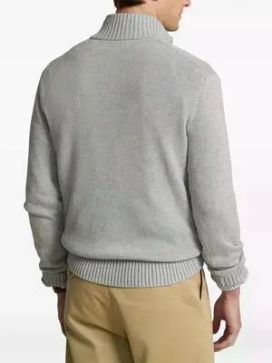 Polo Ralph Lauren Embroidered Quarter-zip Sweater - Grey