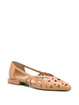 GIOSEPPO Bumala Cut-out Leather Ballet Flats - Brown