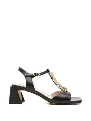 CAFÈNOIR Leather Chain Detail Sandals