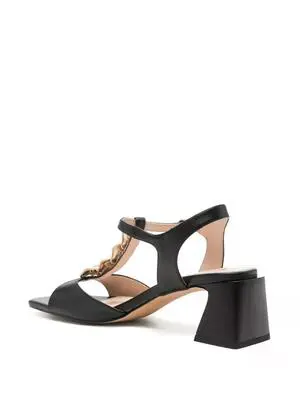 CAFÈNOIR Leather Chain Detail Sandals