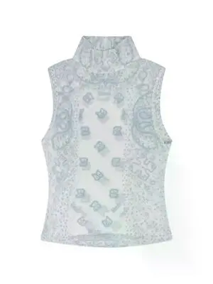 Rhude Bandana-print Mesh High Neck Top