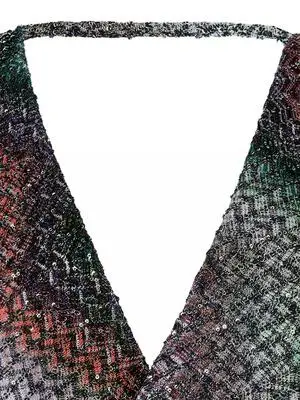Missoni Sequin Embellished Zigzag V-neck Sleeveless Top