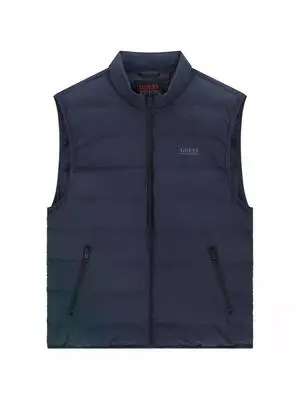 Guess Quilted Logo Detail Gilet - Blue