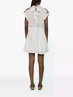 ERMANNO FIRENZE Lace-trimmed Striped Mini Shirt Dress