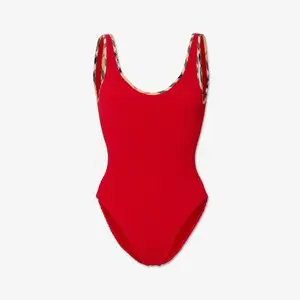 Burberry Burberry X Hunza G Faye Swimsuit With Check Trim Red