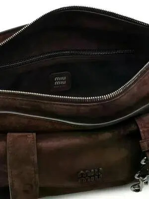 Miu Miu Utilitarian Suede Tote Bag - Brown