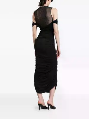 MARINE SERRE Ruched Off-shoulder Dress With Moon Print Mesh