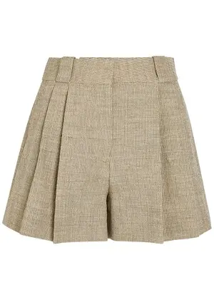 BLAZÉ MILANO Pleated Cotton-blend Shorts
