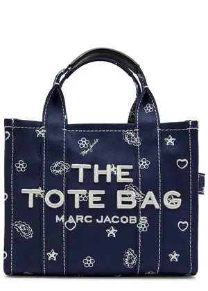 Marc Jacobs Tote Small Printed Canvas Tote Bag - Navy
