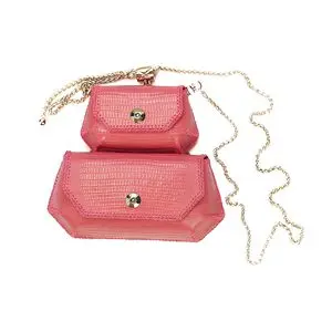MALUSHA MALUSHA Convertible Lizard Embossed Leather Handbag Set Pink