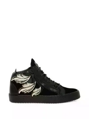 GIUSEPPE ZANOTTI Velvet And Leather 'cruel' Mid-top Sneakers