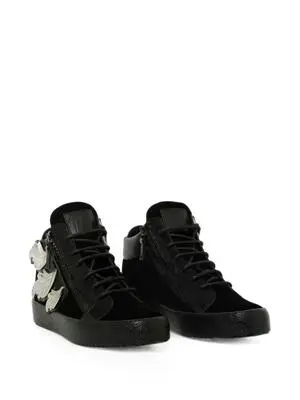 GIUSEPPE ZANOTTI Velvet And Leather 'cruel' Mid-top Sneakers