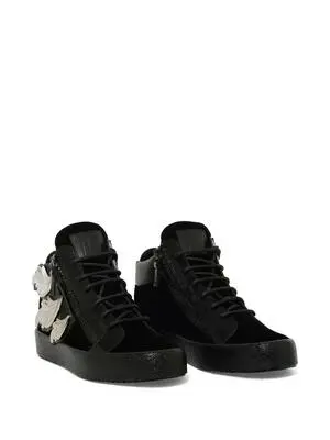 GIUSEPPE ZANOTTI Velvet And Leather 'cruel' Mid-top Sneakers