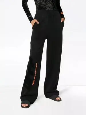Off-White High Waisted Text Print Cotton Trousers
