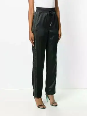 Off-White High-waisted Drawstring Trousers With Side Stripe Detail - Black