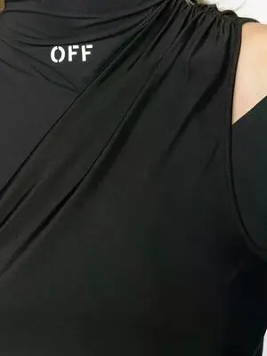 Off-White Asymmetrical Midi Dress With Cut-out Detail
