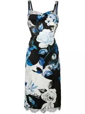 Off-White Rose Print Midi Dress