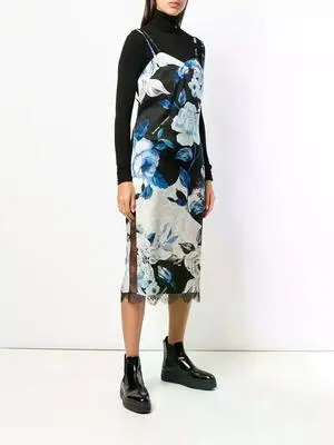 Off-White Rose Print Midi Dress