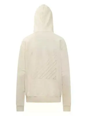 Off-White Cotton Hoodie With Embroidered Logo
