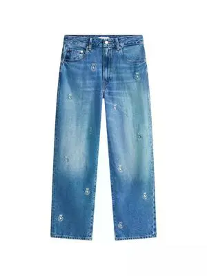 Tommy Hilfiger Crest Embroidered Barrel-leg Denim Jeans