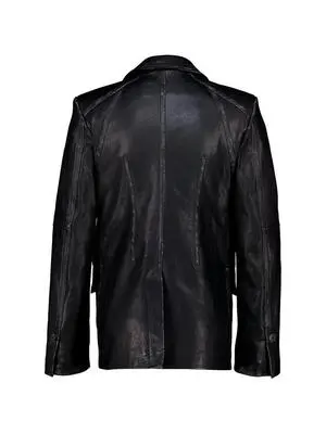 Off-White Leather Notched Lapel Blazer