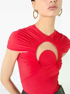 MARINE SERRE Gathered Moon Cutout Swimsuit - Red